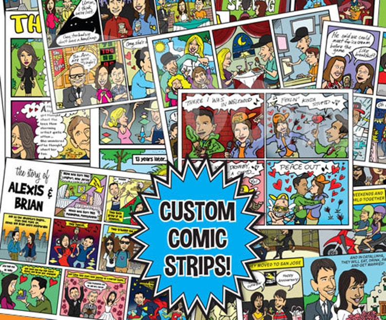 Custom COMIC STRIP Cartoon Personalized Drawing Digital - Etsy