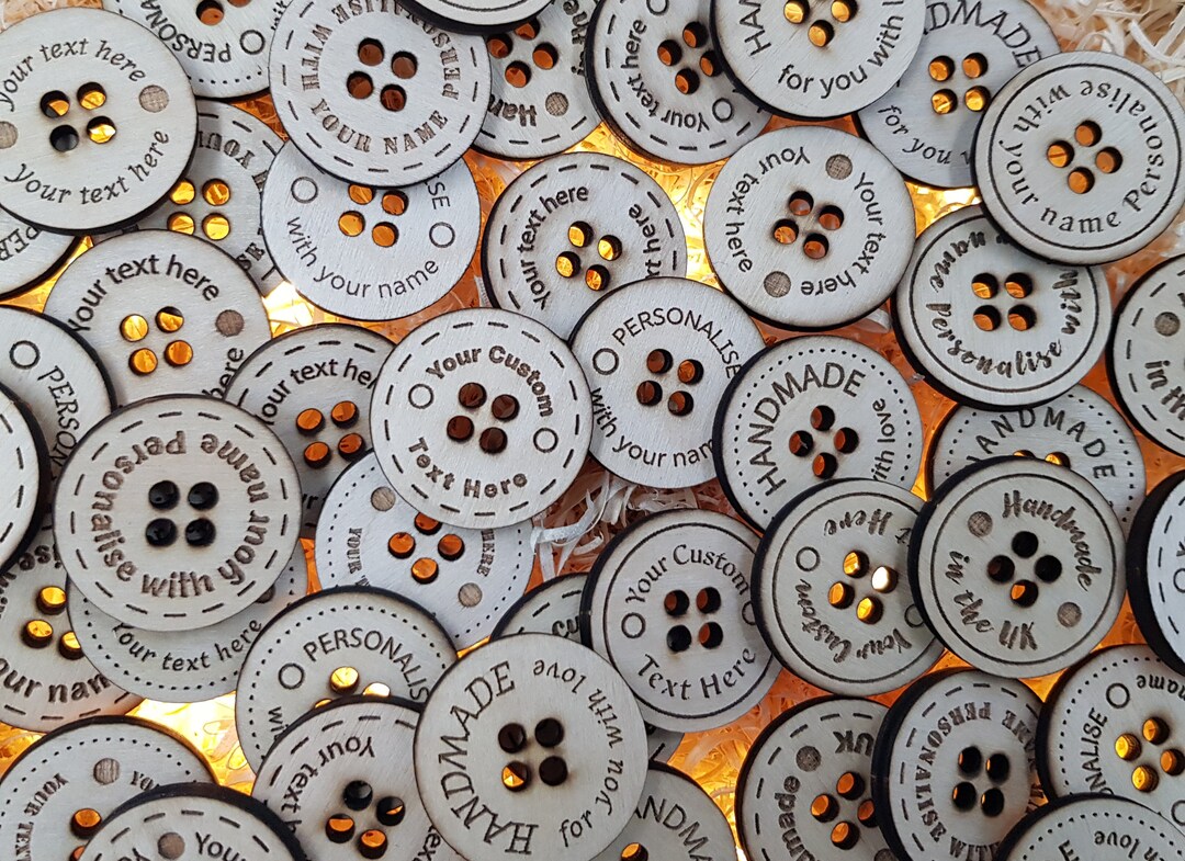 4 X Holes Custom Button Tags Business Thank You Tags Personalise Your ...