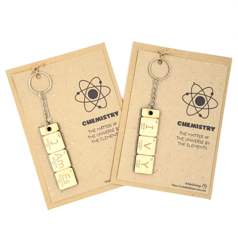Chemistry Element Name Word Keyring Gift | Science Quirky Keychain ...