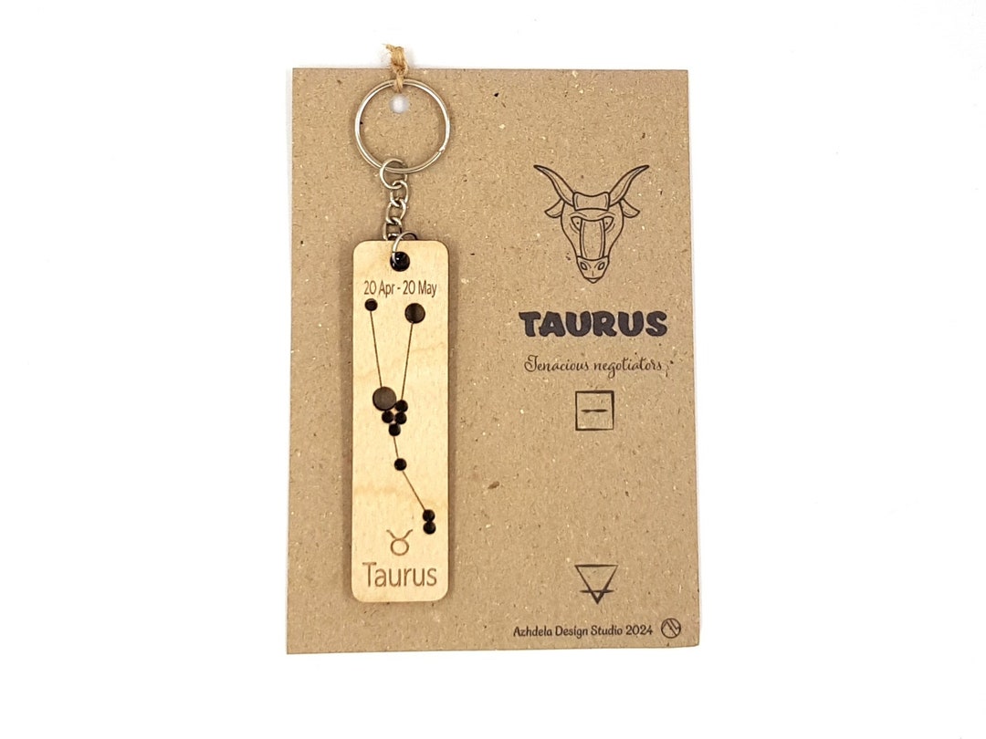 Taurus Zodiac Star Sign Constellation Wooden Keyring the Bull Zodiac ...