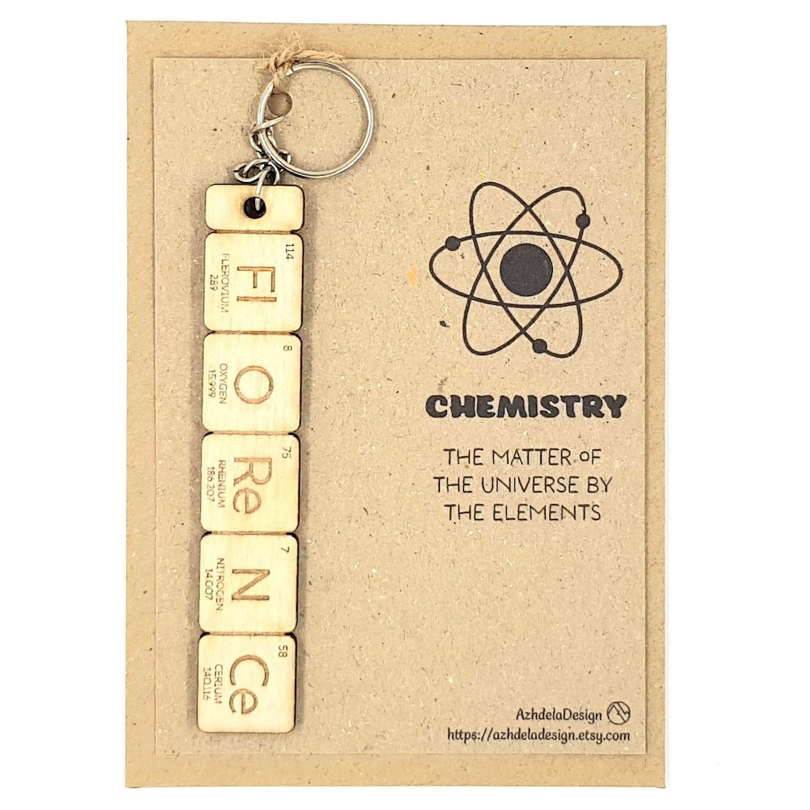 Chemistry Element Name Word Keyring Gift | Science Quirky Keychain ...