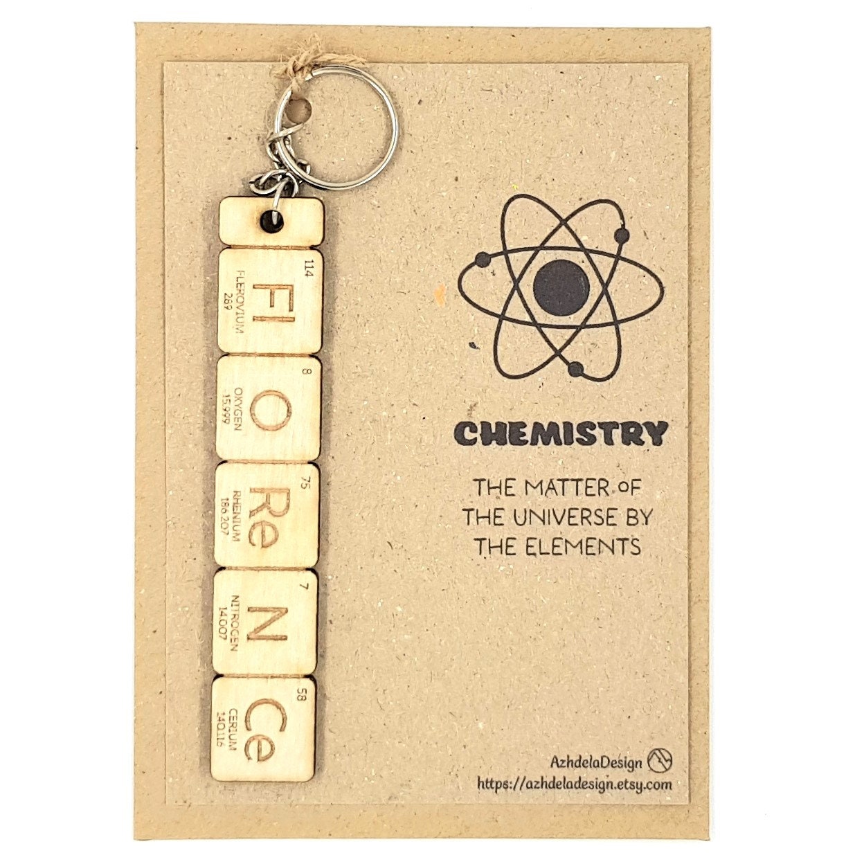Chemistry Element Name Word Keyring Gift | Science Quirky Keychain ...