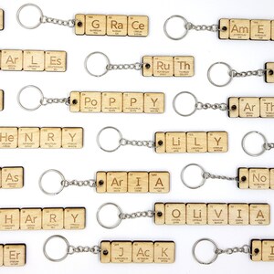 Chemistry Element Name Word Keyring Gift | Science Quirky Keychain ...