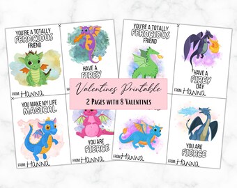 Magical Fire Breathing Dragon Valentine's Day Cards - Set of 8 ...
