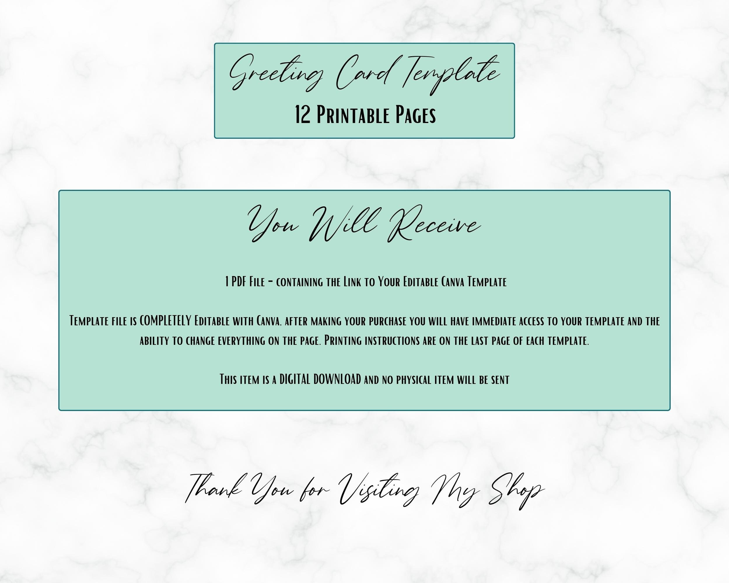 Easy DIY Labelled Small Greeting Card Canva Template - Card Design - 4 ...