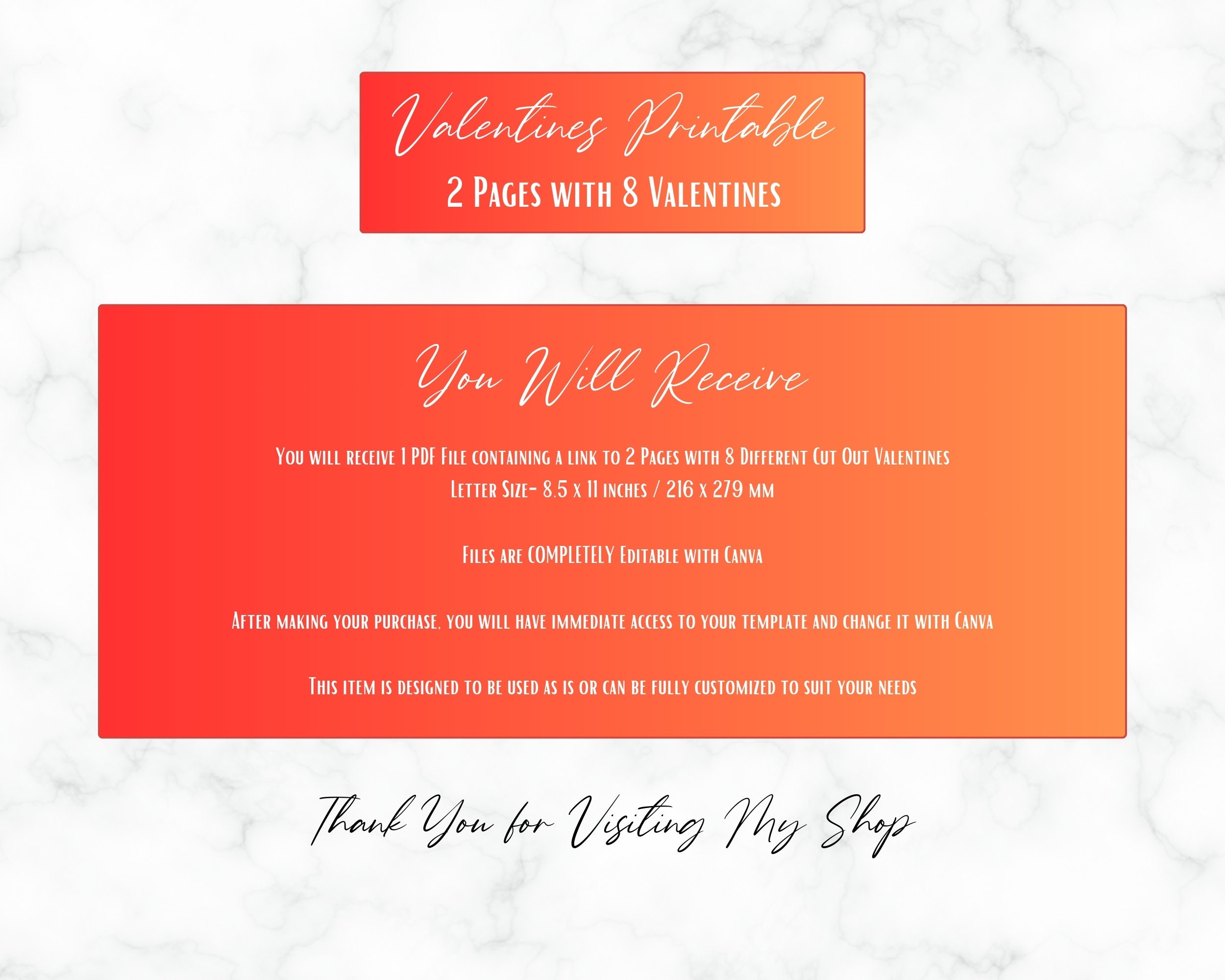 Tiger Valentine's Day Cards - Set of 8 - Instant Download - Printable ...