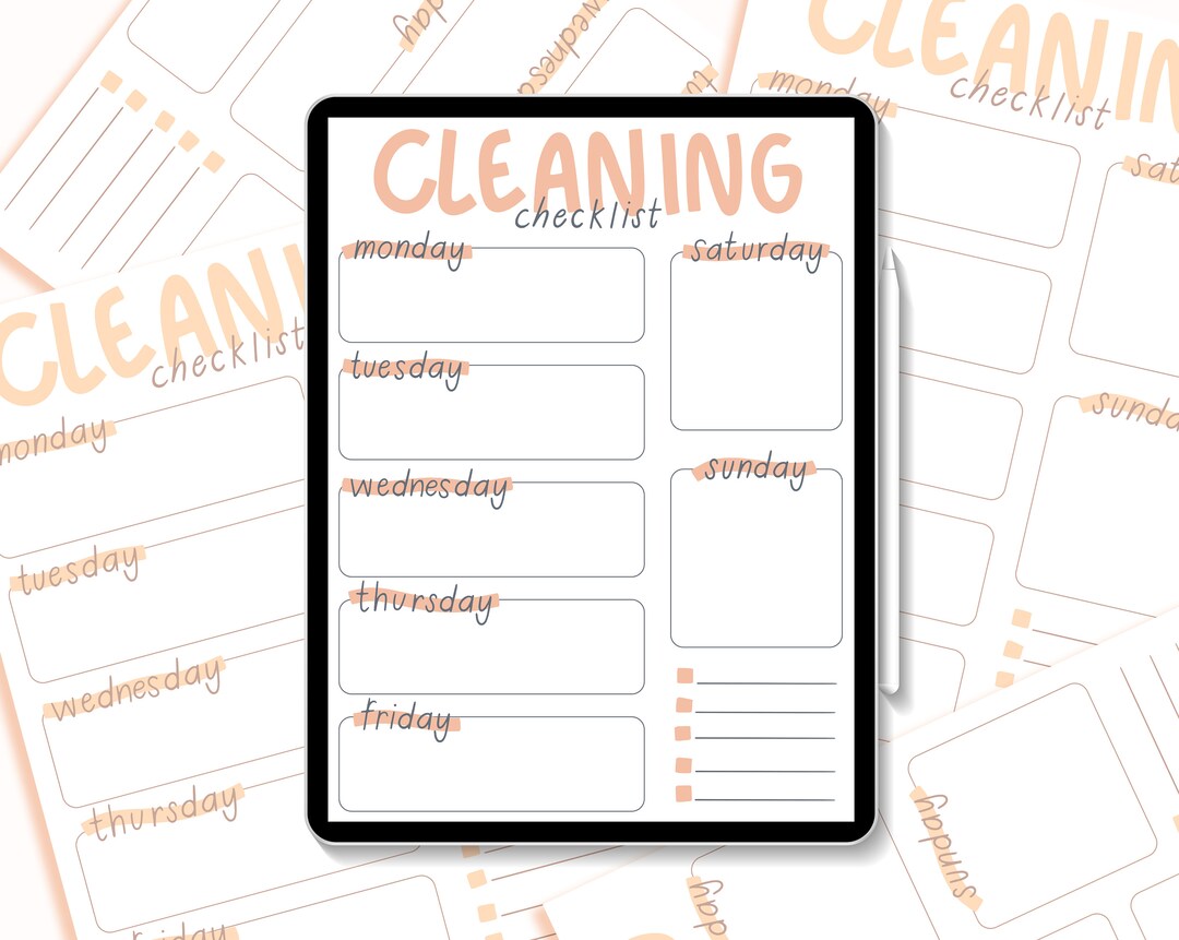 Weekly Cleaning Checklist Digital Download Printable - Etsy