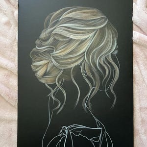 Custom Hand-drawn Hair Artwork - Personalized Wedding Hair Illustration ...