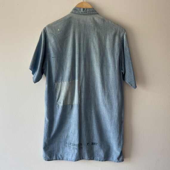 1960s Repaired Navy Chambray Shirt - Gem