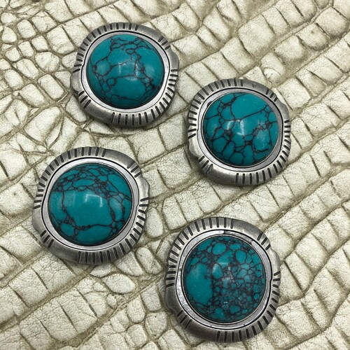 Western Style Large Bead Faux Turquoise Concho / Conchos 1 - Etsy