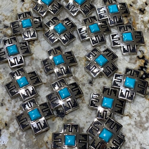 Cactus Stone Inlay Custom Concho Turquoise Inlay Stone Concho - Etsy