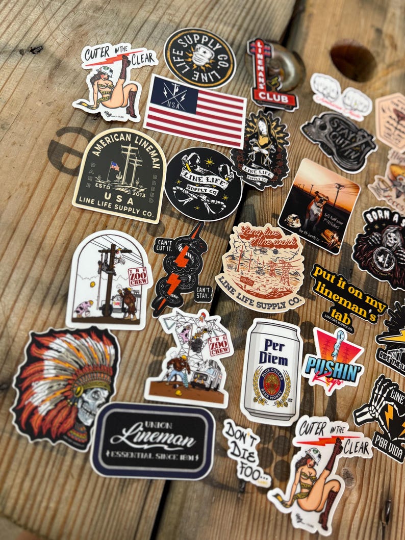Lineman Sticker Pack: 38 Weatherproof Vinyl Decals - Etsy