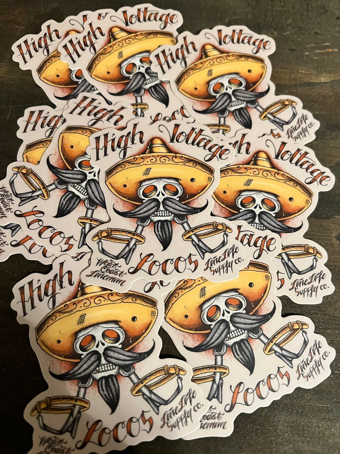 High Voltage Locos Decal Weatherproof Vinyl Lineman Sticker-hard Hat ...