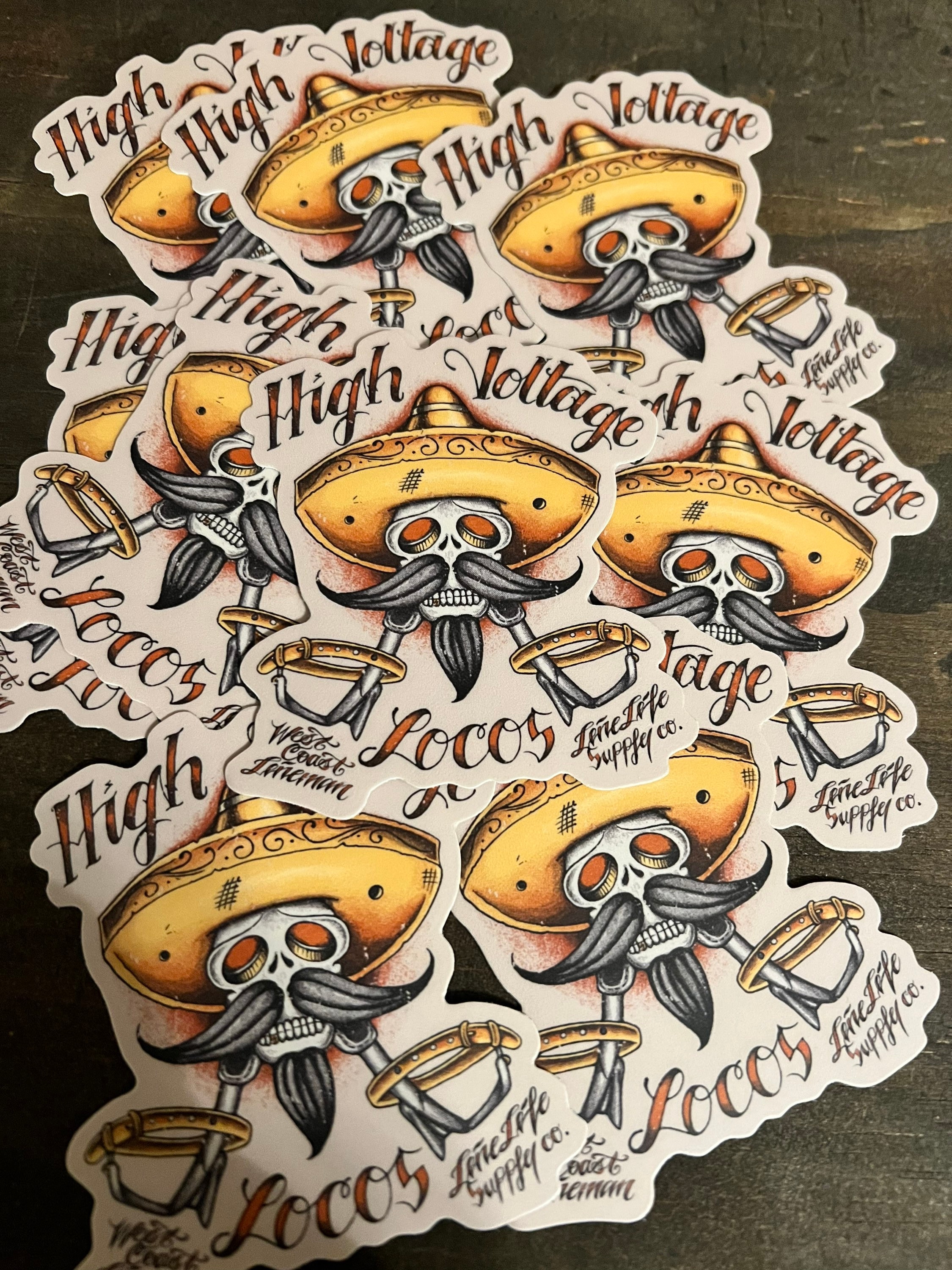 High Voltage Locos Decal Weatherproof Vinyl Lineman Sticker-hard Hat ...