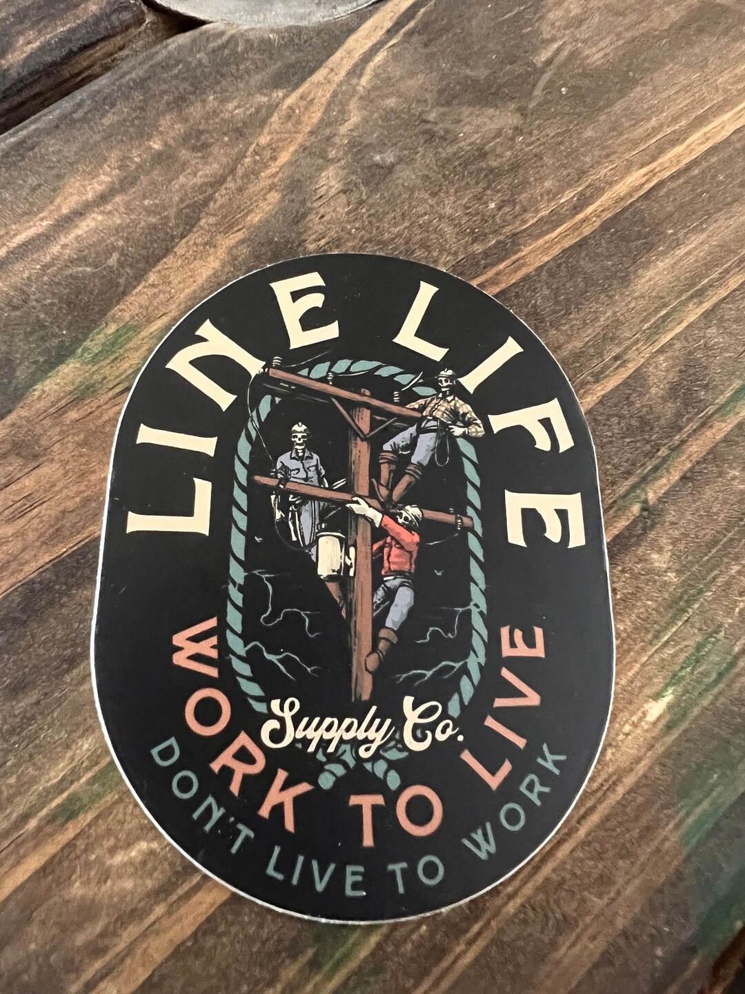 Work to Live- Decal Weatherproof Vinyl Lineman Sticker-hard Hat Sticker ...