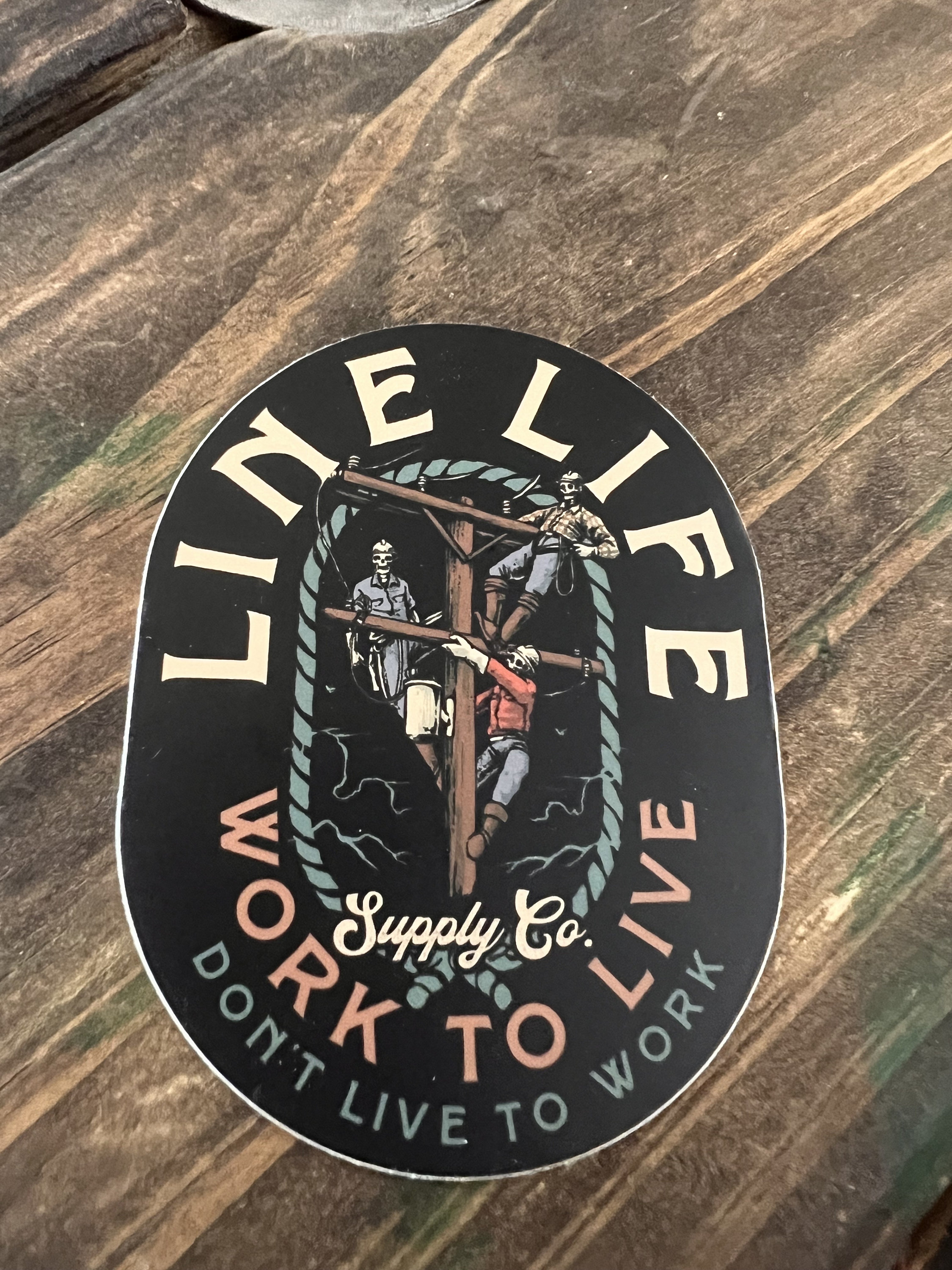 Work to Live Decal Weatherproof Vinyl Lineman Sticker-hard Hat Sticker ...