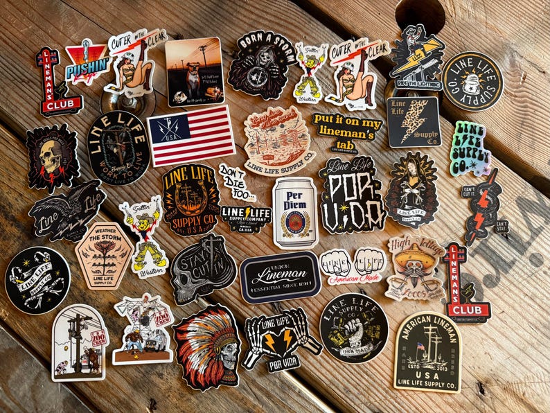 Lineman Sticker Pack: 38 Weatherproof Vinyl Decals - Etsy