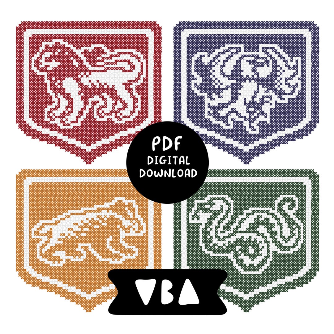 DIGITAL DOWNLOAD Cross Stitch Pattern: Wizard Medieval House Crests ...