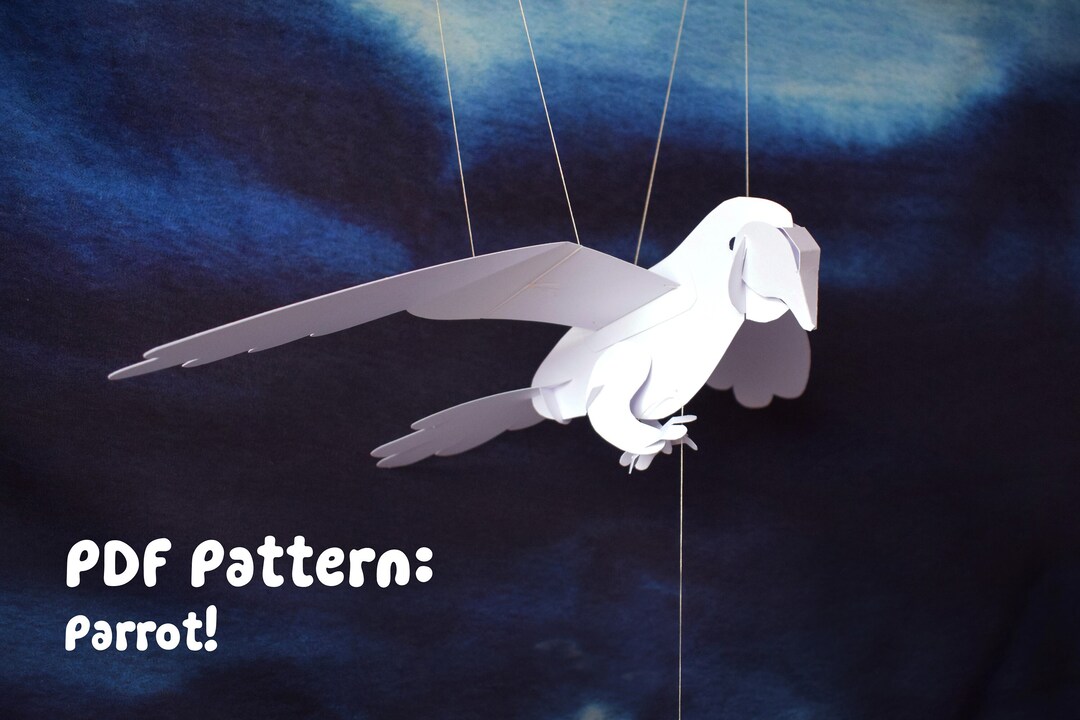 DIGITAL PATTERN - Parrot Flapping Bird Mobile - Card / Paper Hanging ...