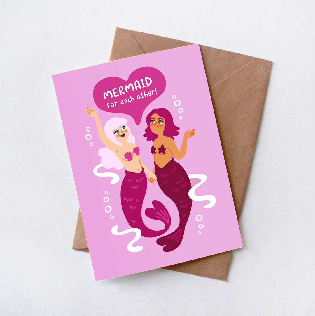 GREETING CARD: Mermaid Couple Pun LGBT - Etsy