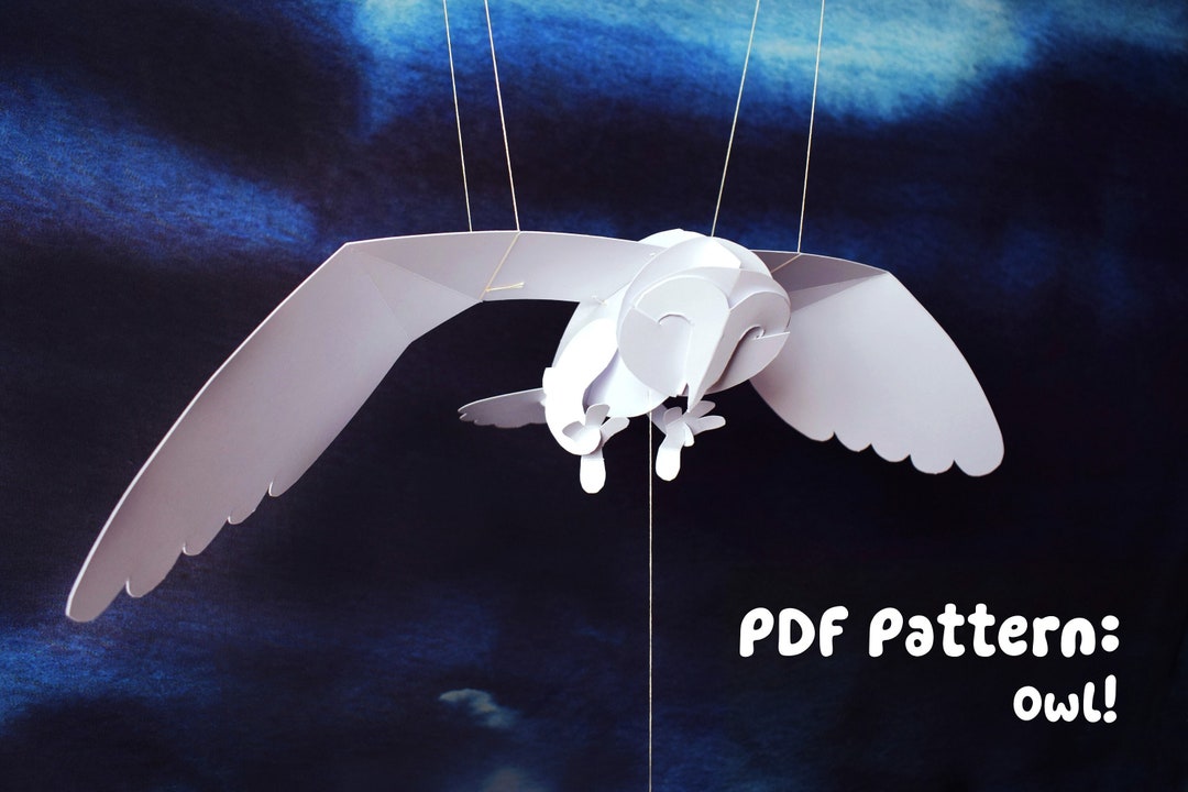 DIGITAL PATTERN - Flapping Owl Bird Mobile - Card / Paper Hanging ...