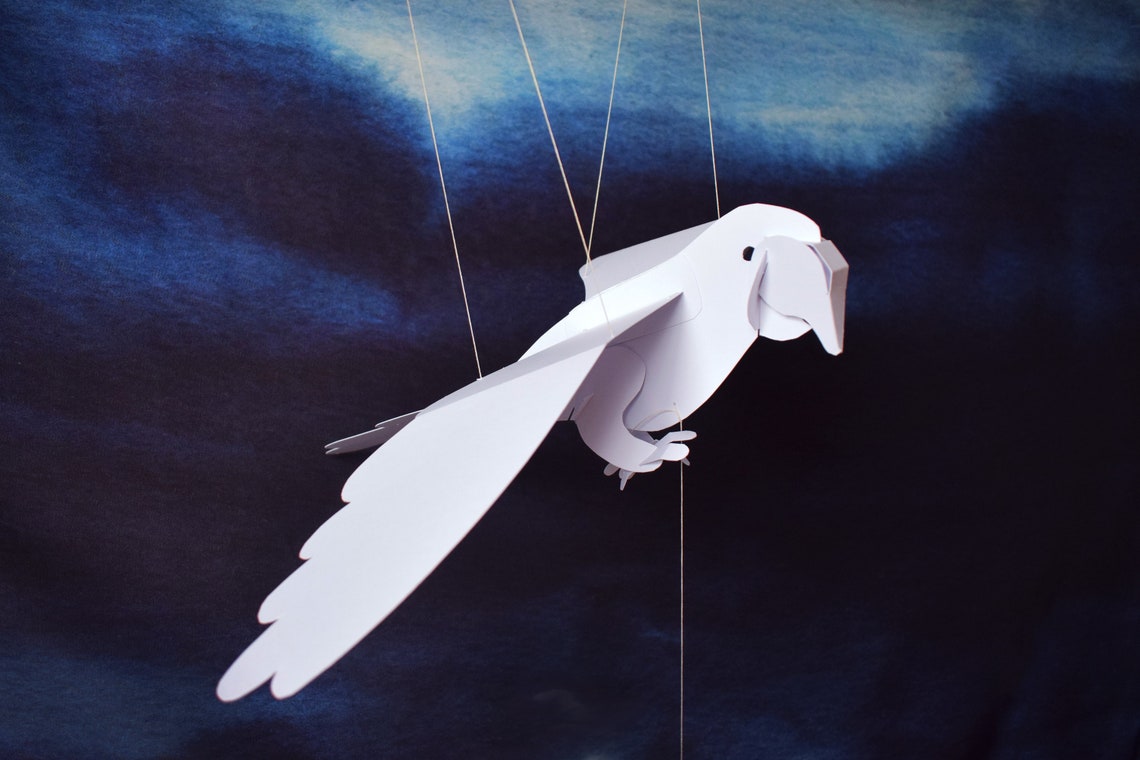 DIGITAL PATTERN - Parrot Flapping Bird Mobile - Card / Paper Hanging ...