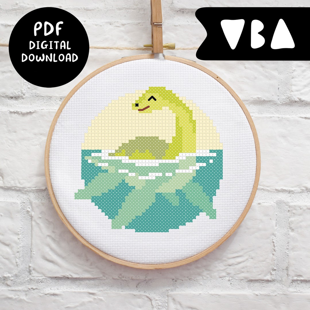 Cute Cryptid Loch Ness Monster Nessie Pattern cross Stitch DIGITAL ...