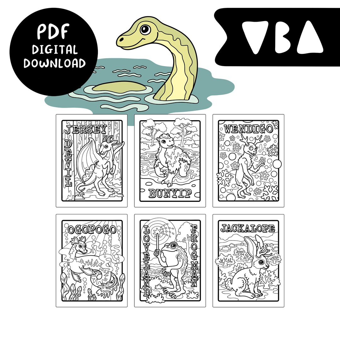 X30 Curious Cryptids Colouring/coloring Pages DIGITAL - Etsy