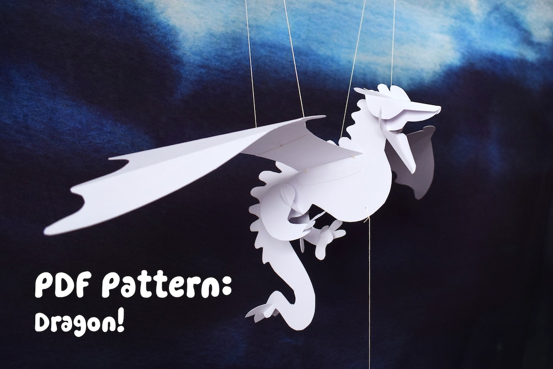 DIGITAL PATTERN - Dragon Flapping Mobile - Card / Paper Hanging ...