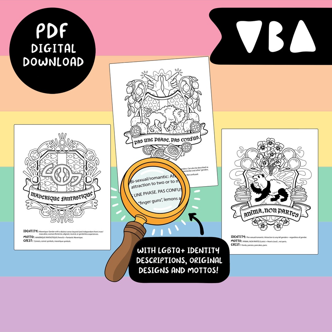 Queer Crests LGBTQ+ Pride X30 Colouring/coloring Pages (DIGITAL ...