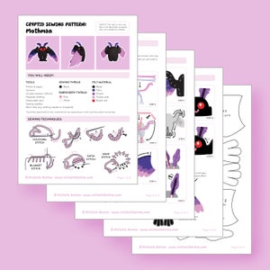 Cute Cryptids X4 Felt Sewing Patterns (mothman, Nessie, Flatwoods ...