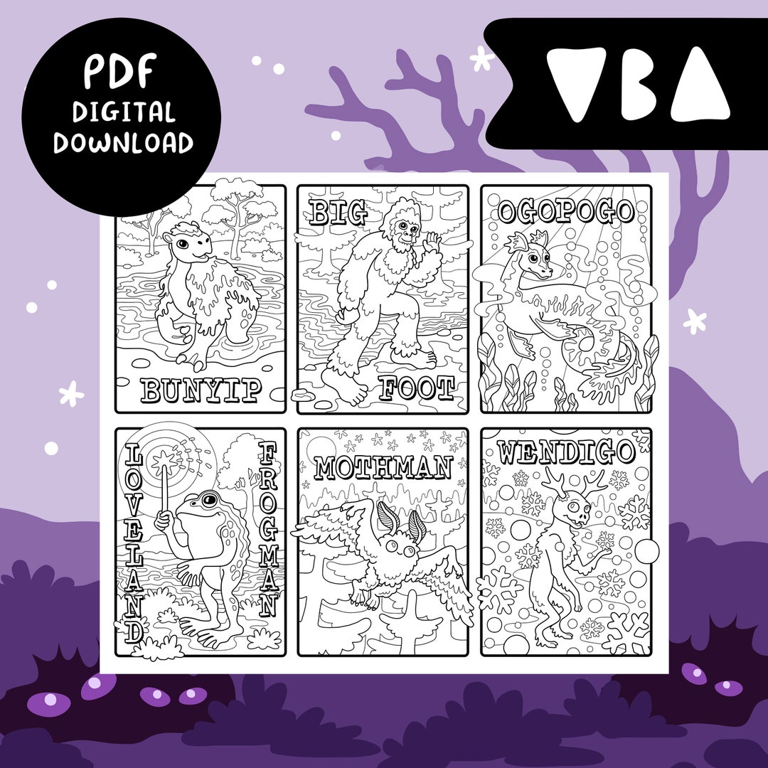 X30 Curious Cryptids Colouring/coloring Pages (DIGITAL DOWNLOAD) - Etsy