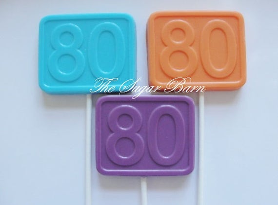 80th BIRTHDAY CHOCOLATE Lollipops12 Countnumber 8080 and | Etsy