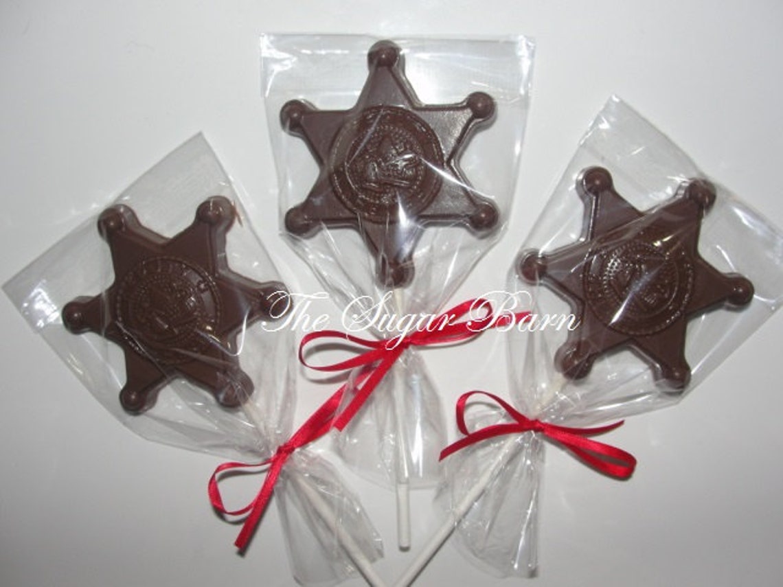 SHERIFF BADGE Chocolate Lollipops12 Countwestern | Etsy