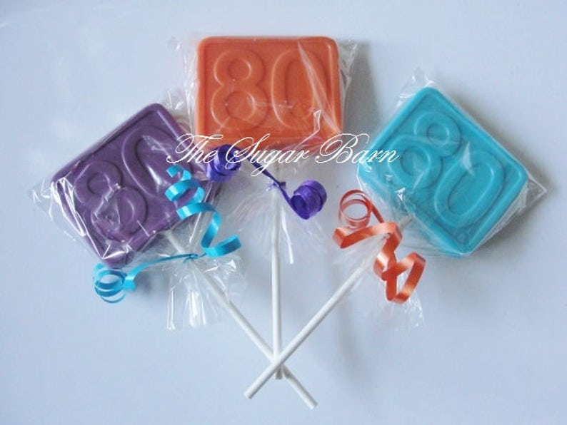 80th BIRTHDAY CHOCOLATE Lollipops12 Countnumber 8080 and | Etsy