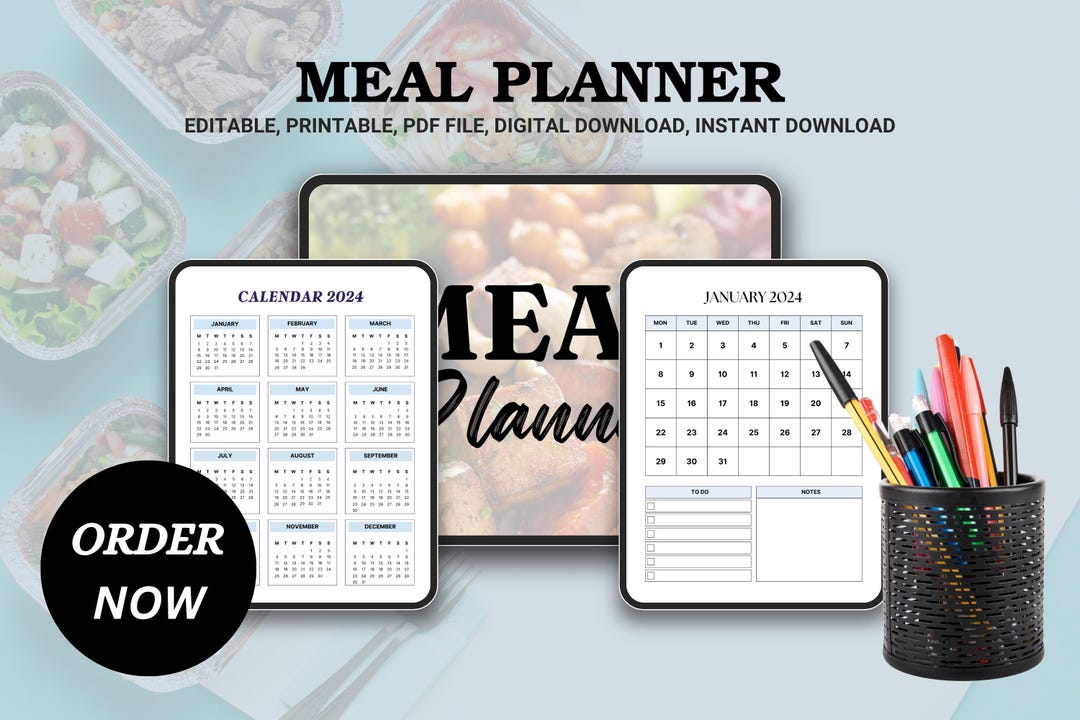 Digital Meal Planner: Weekly & Daily Tracking (PDF Pattern) - Etsy