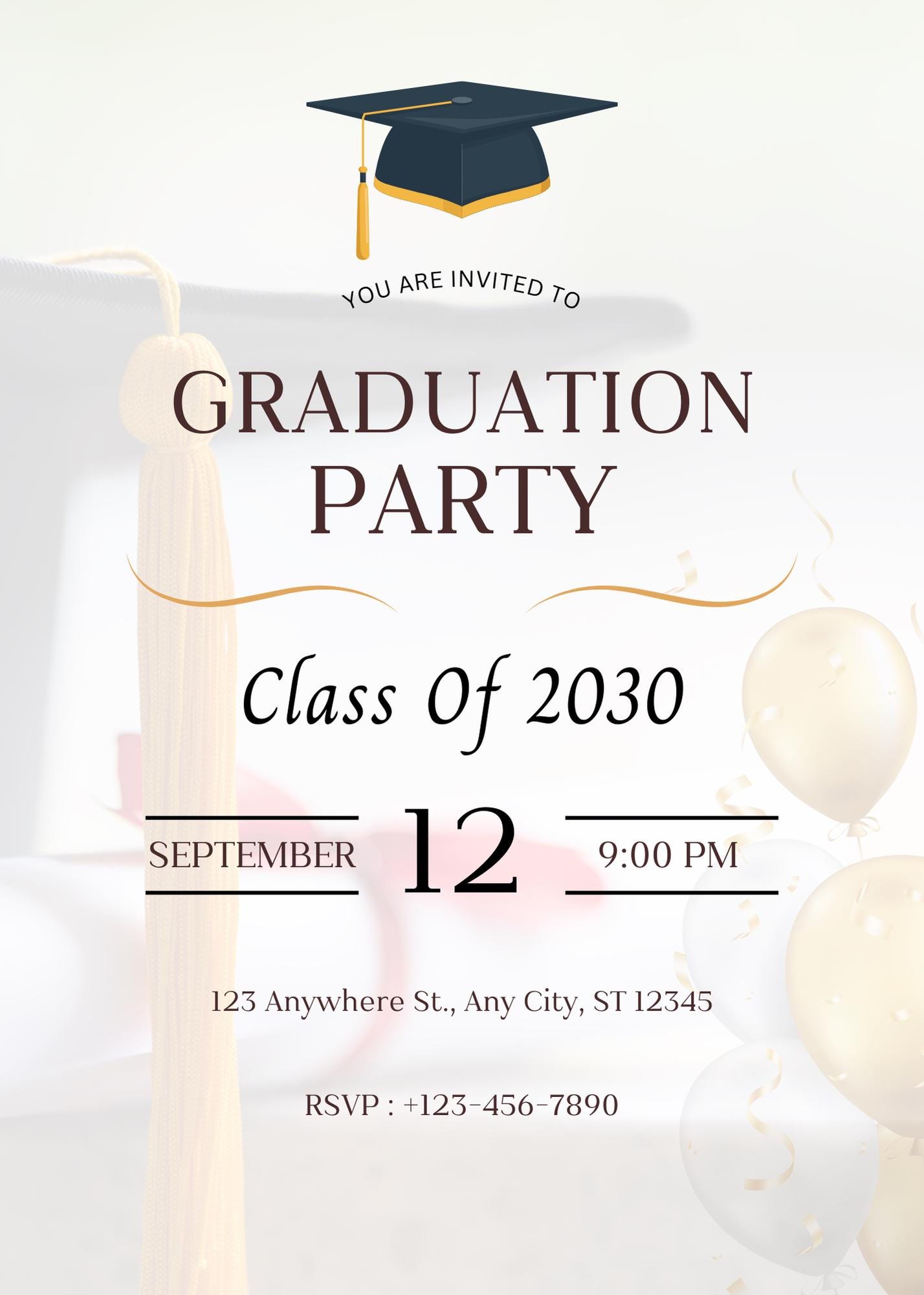 Elegant Graduation Party Invitation Card - Unique Graduation Invitation ...