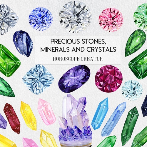 Gem Stones Watercolor Stones Clipart. Crystals Hand Drawn. - Etsy