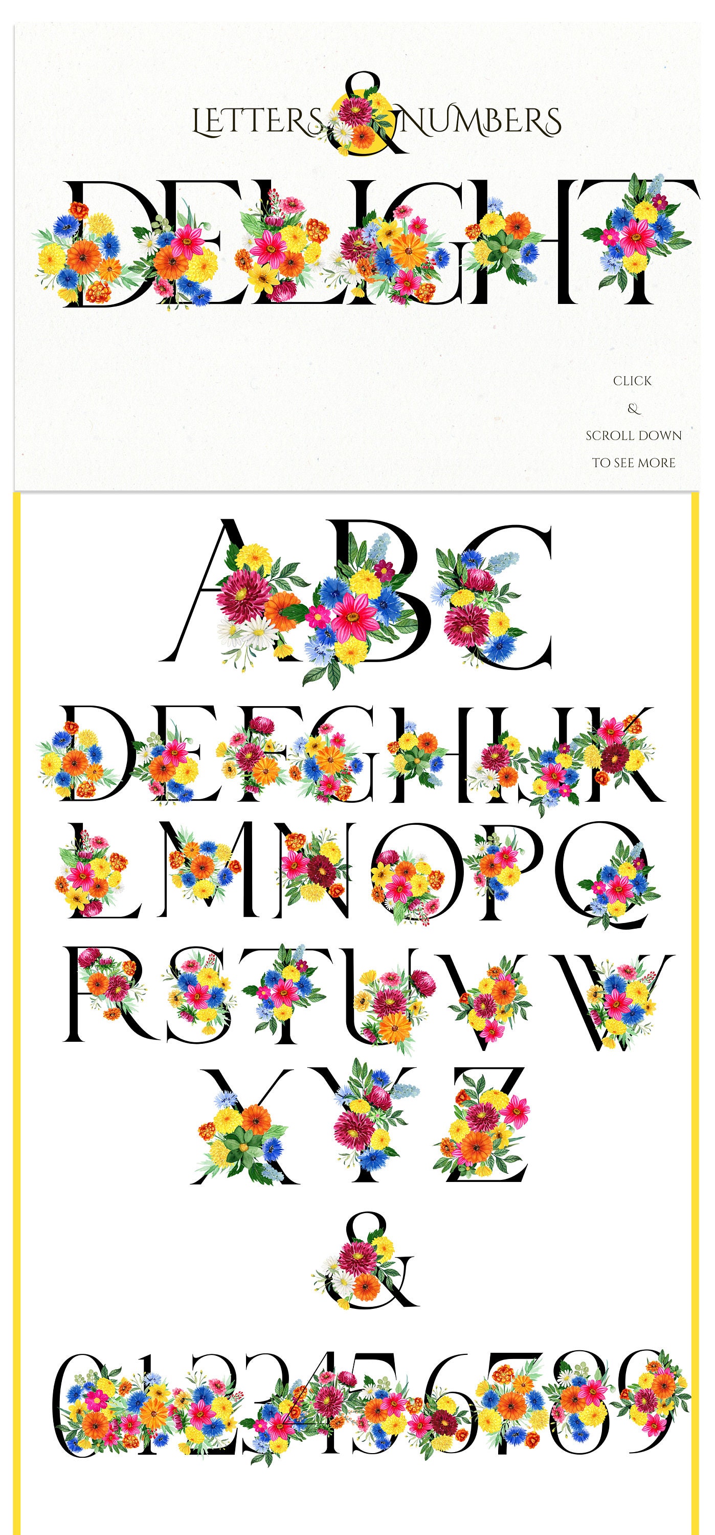 Letters and Numbers. Floral Alphabet Delight Summer - Etsy