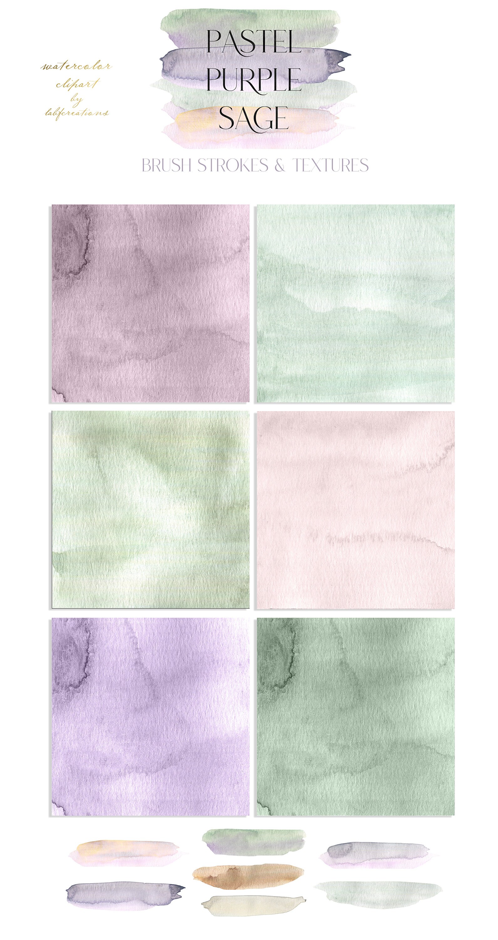 Pastel Purple Sage. Watercolor Clipart. Purple Flowers. Watercolor ...