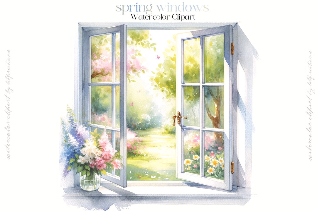Spring Windows PNG. Watercolor Clipart. Digital PNG - Etsy