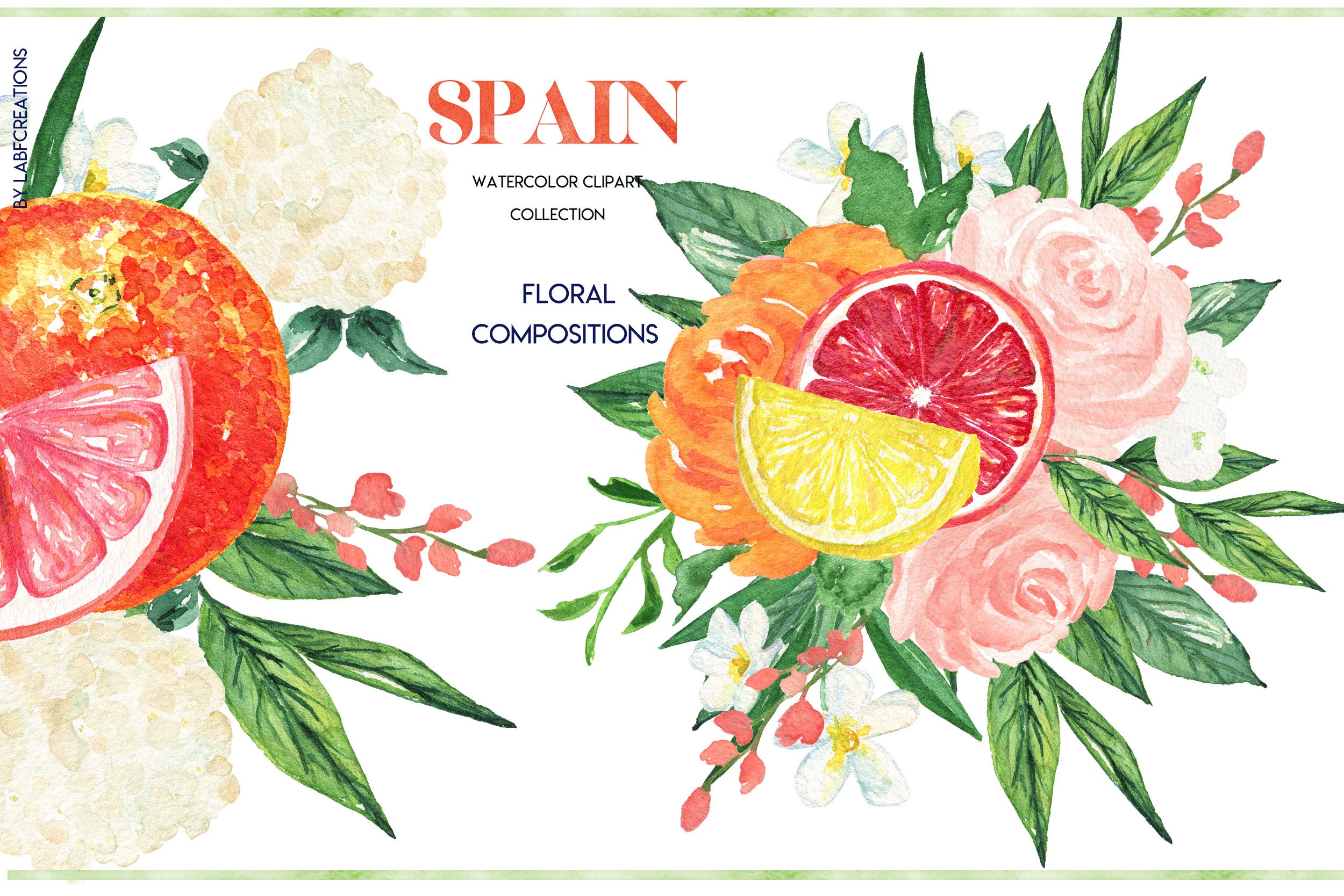 Spain Watercolor Clipart. Mediterranean Tiles. Spanish Food - Etsy