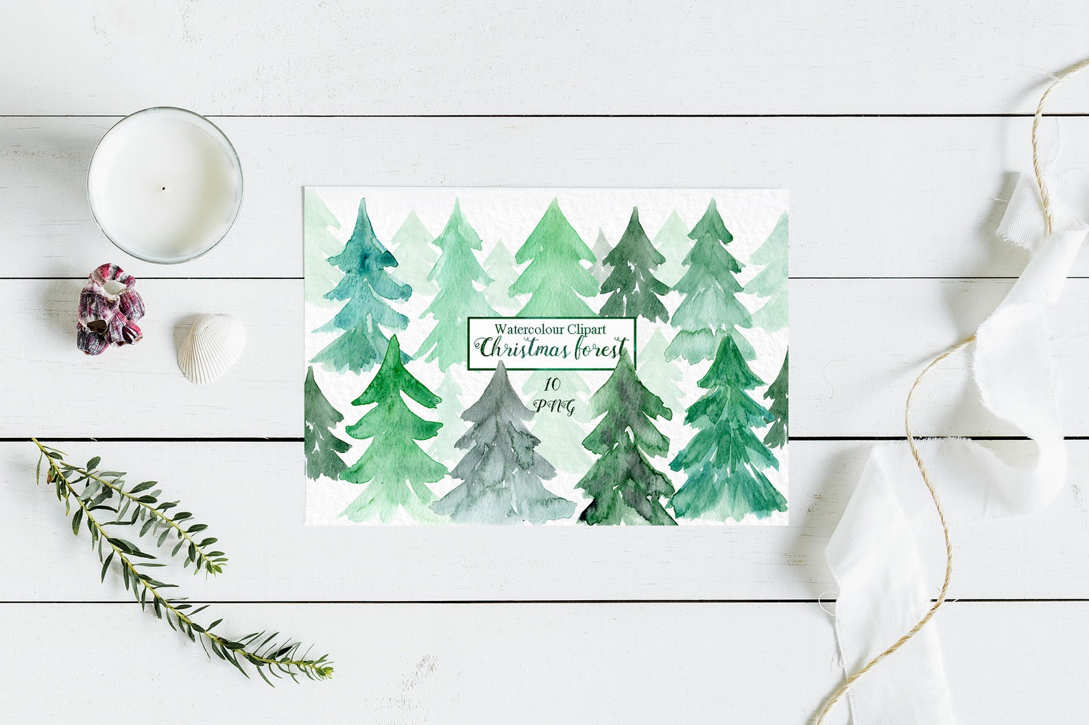 Watercolour Christmas Forest Clipart. Watercolor Clip Art. | Etsy