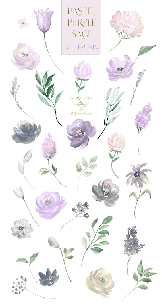 Clipart Paarse Bloemen Gelukkige Verjaardag Wenskaart Trendy Modern