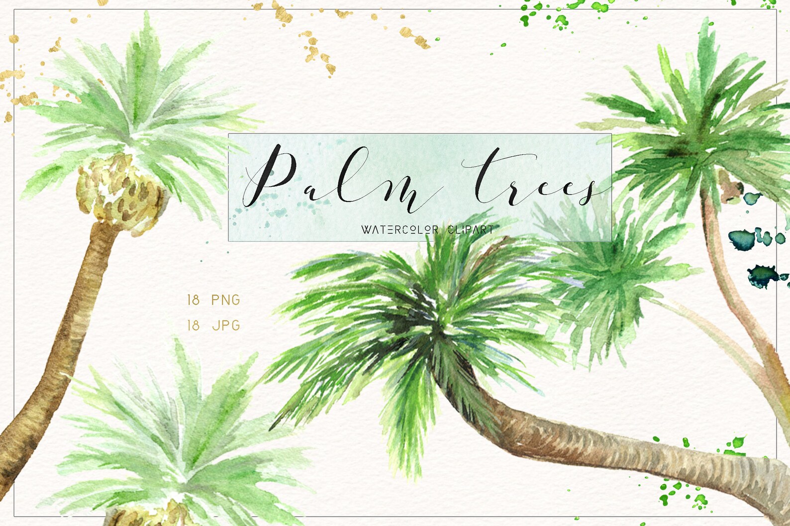 Palm TREES. Watercolor Clip Art. Digital Watercolours Clipart | Etsy