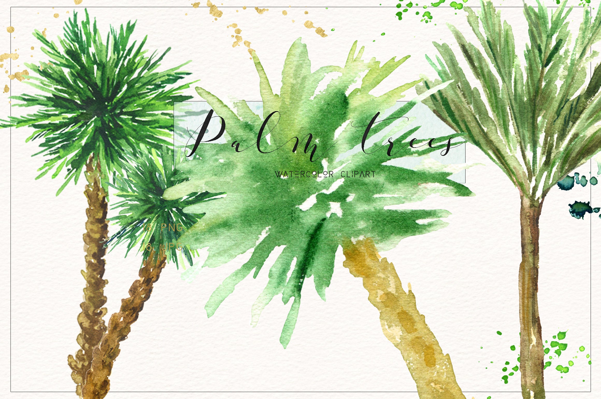 Palm TREES. Watercolor Clip Art. Digital Watercolours Clipart | Etsy