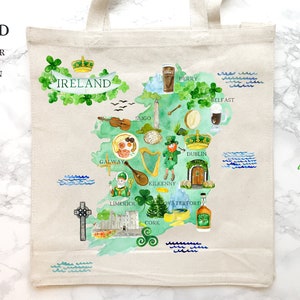 St Patricks Day. Ireland. Watercolor Map. Landmarks and Country ...