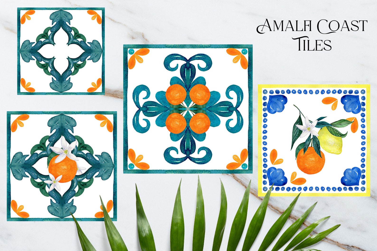 Watercolor Tiles amalfi Coast Tiles Watercolor | Etsy