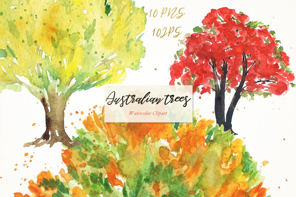 Australian Native Trees. Watercolor Clip Art. Digital - Etsy Canada