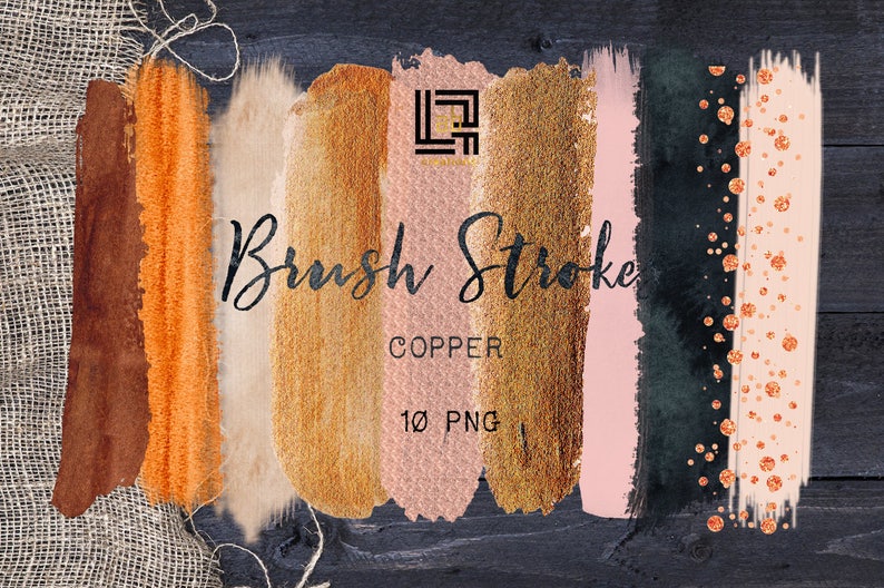 Brush Strokes Clip Art. Copper Brush Strokes. Autumn Colours: - Etsy